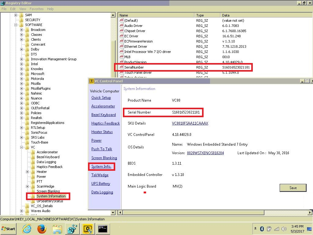 Retrieving device's serial number from registry and WMIC tool