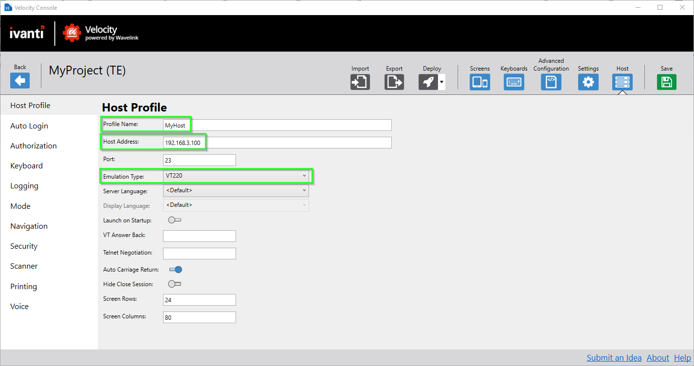 Velocity Console Basic Host Setup And Deployment