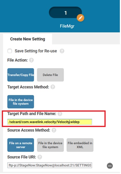 Bereitstellen des Geschwindigkeitsprofils mit StageNow