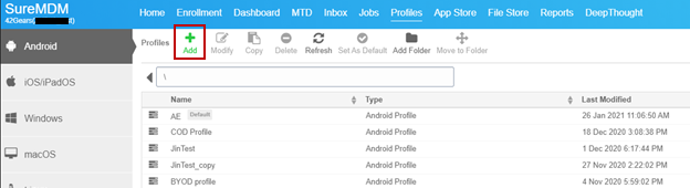 Zebra Android Device Enrollment for 42gears SureMDM as Device Admin (DA)
