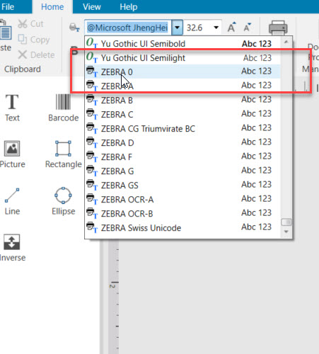 First Time Use After Installation Of Zebradesigner 3 Will Not Select