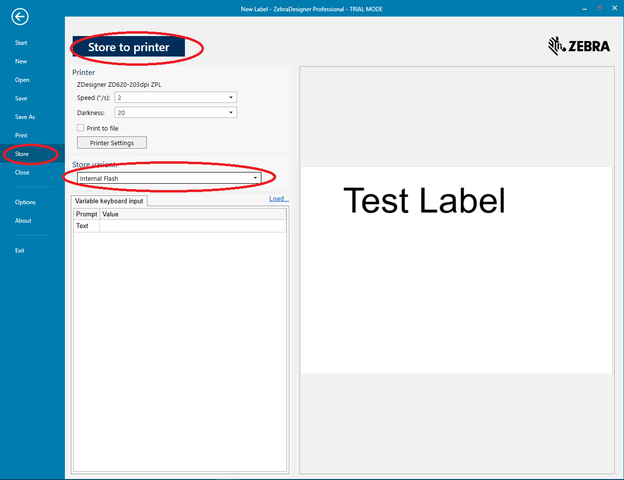 Store Label Format And Recall For Printing Using Zebradesigner 3