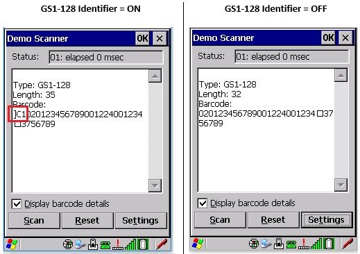 Disable GS1-128 Identifier on Mobile Computer