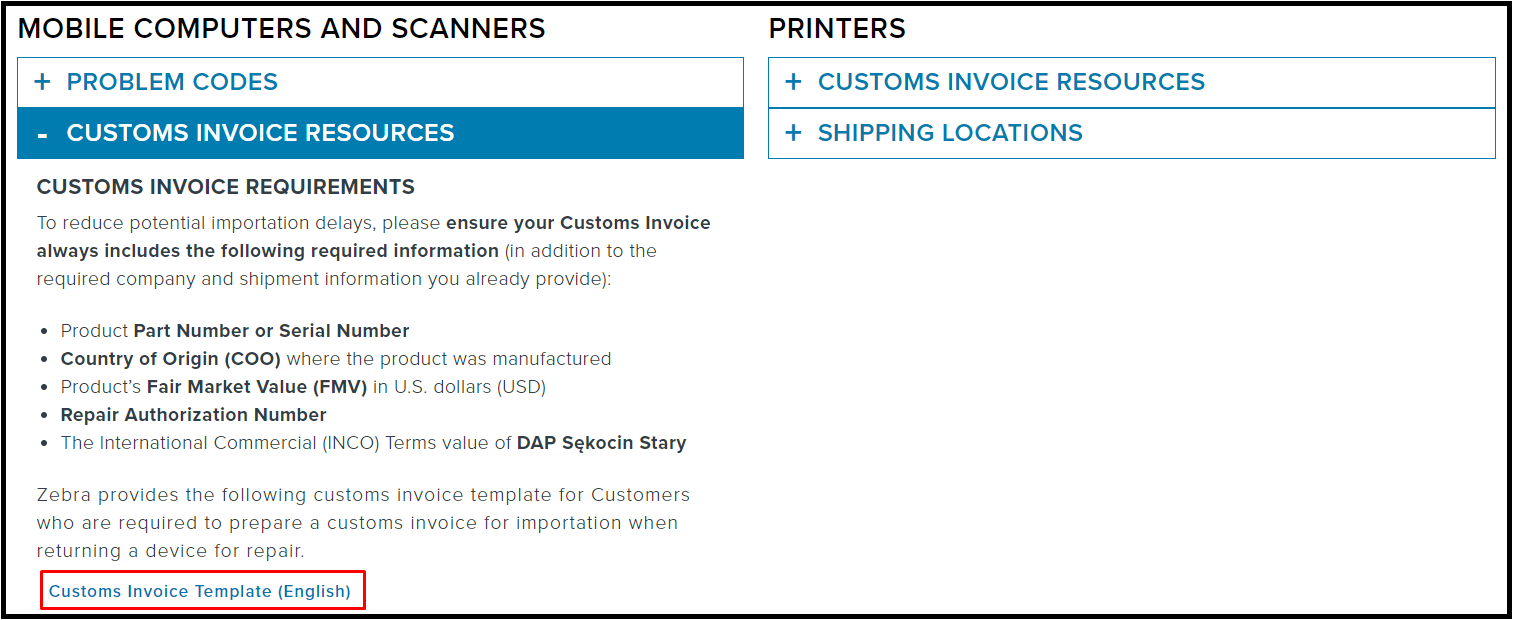 Customs Invoice for Non-EU Repair Customers: Returning Devices to the ...