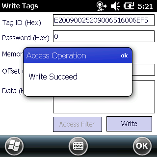 Write RFID Tag with RFID Demo