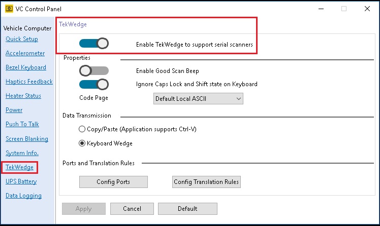 Connecting Serial Scanner to VC80 Windows OS