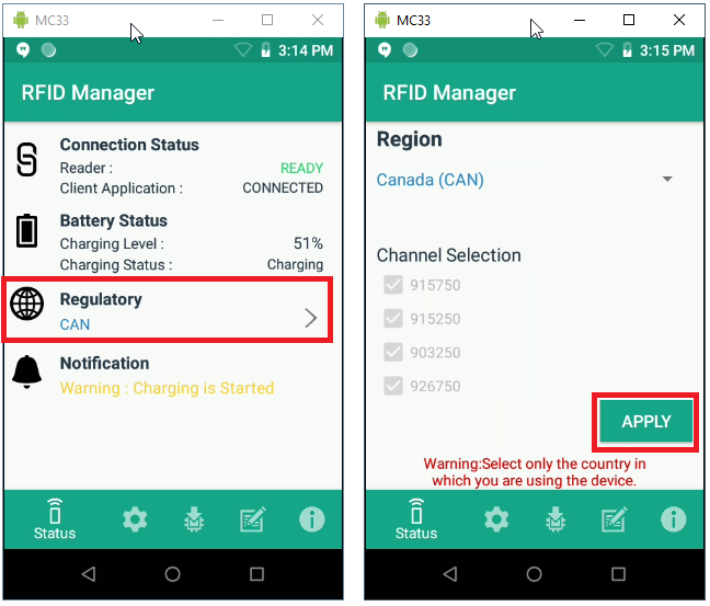 Setting Region Code for RFID Mobile Computers
