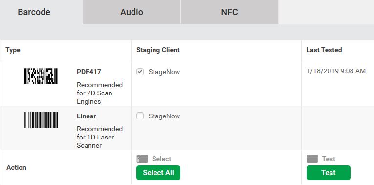 使用 StageNow 工具设置触控面板模式