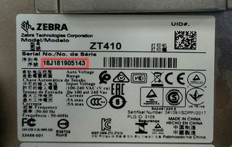 Location of a Industrial Printer Serial Number