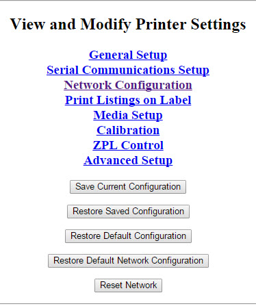 Verwenden der ZebraNet Print Server-Webseite zum Konfigurieren einer ...