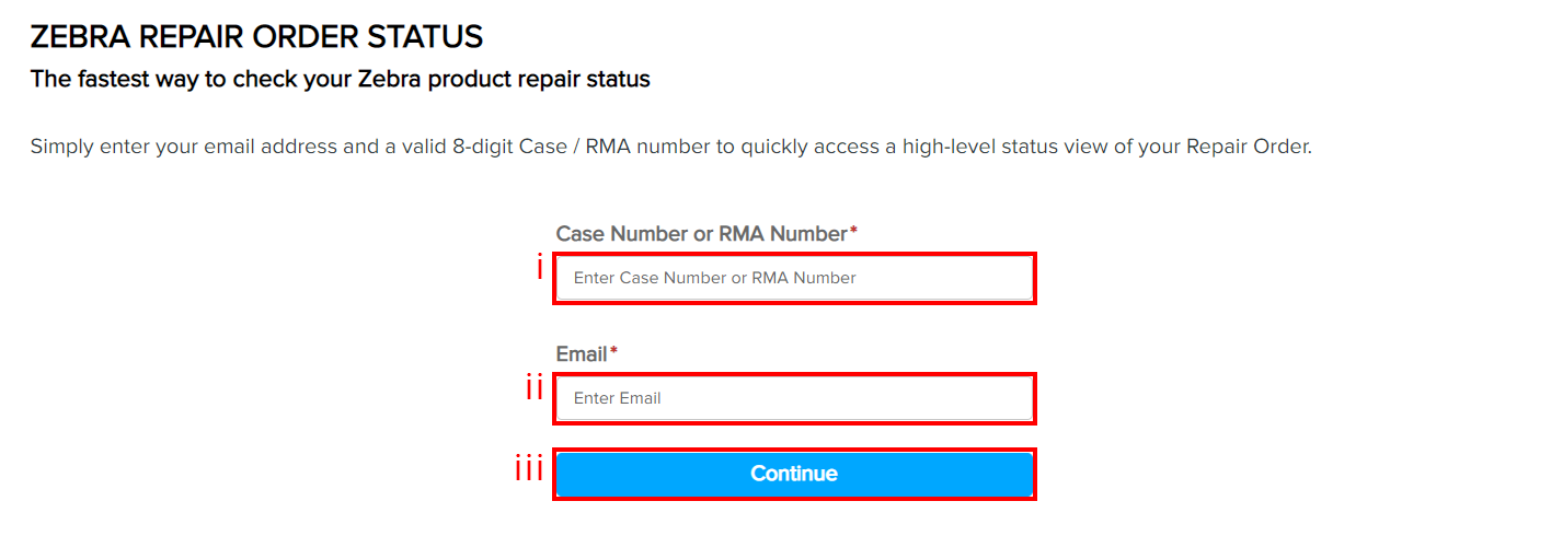 Site Guide: Repair Order Status Lookup