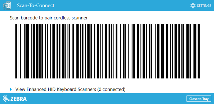Scan To Connect 유틸리티를 사용하여 무선 스캐너를 Windows 10에 페어링