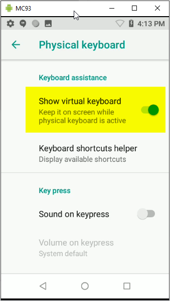 Enabling Virtual Keyboard on MC9300