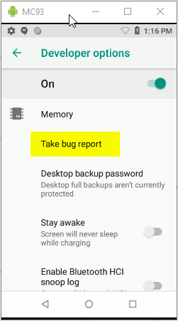 Enabling Android Bug Report Button from Power-Off Menu in Developer Options