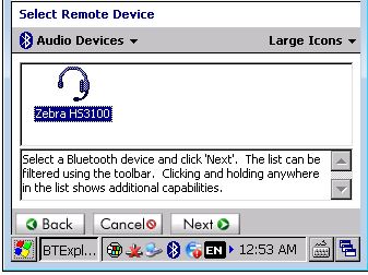 WT41N0 CE7.0 and HS3100 Bluetooth Headset Connection (HFP or HSP)