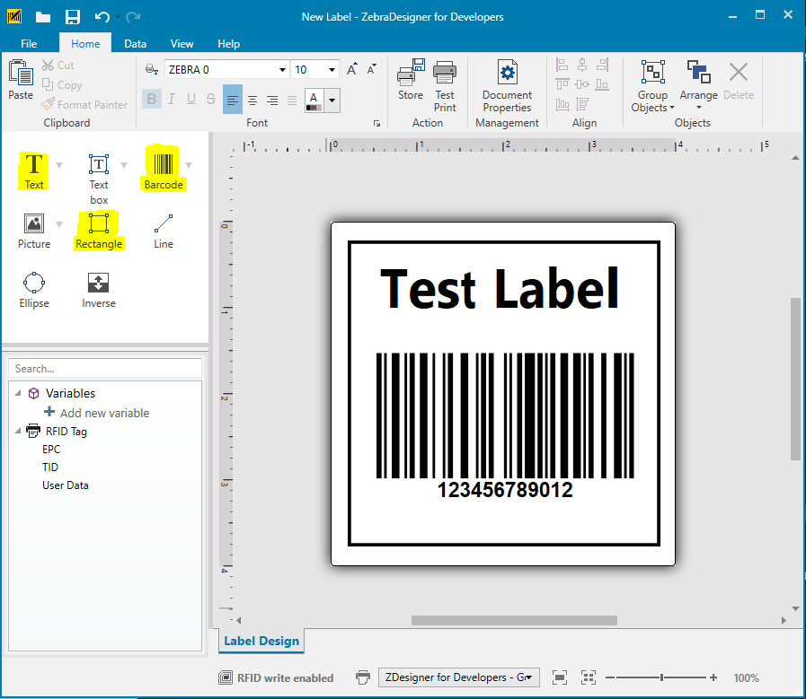 Creating a Test Label in Raw ZPL Coding Using ZebraDesigner 3 (Developer)
