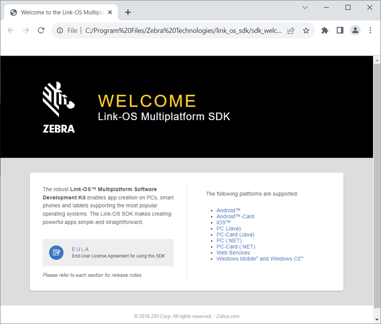 Instalación fallida del SDK multiplataforma de Link-OS en Windows 10 u 11