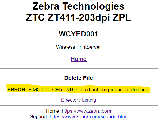 Resolving "ERROR: E:*.--- could not be queued for deletion." on Zebra ...