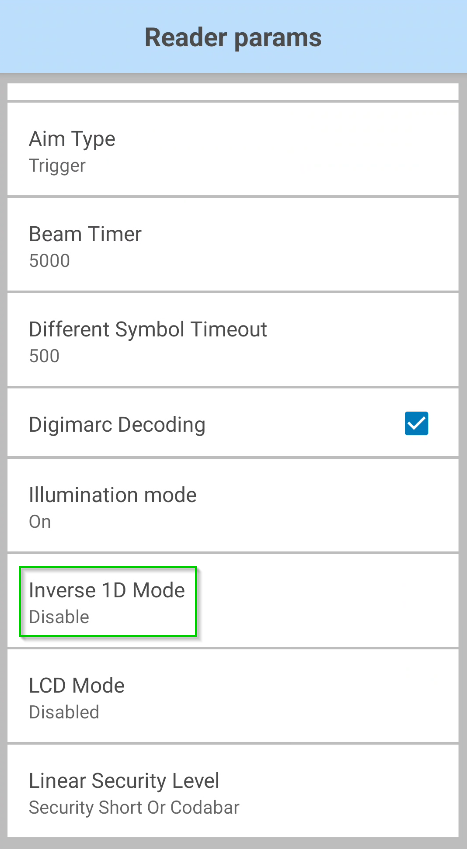 DataWedge: Enabling 1D Inverse Barcode Decoding
