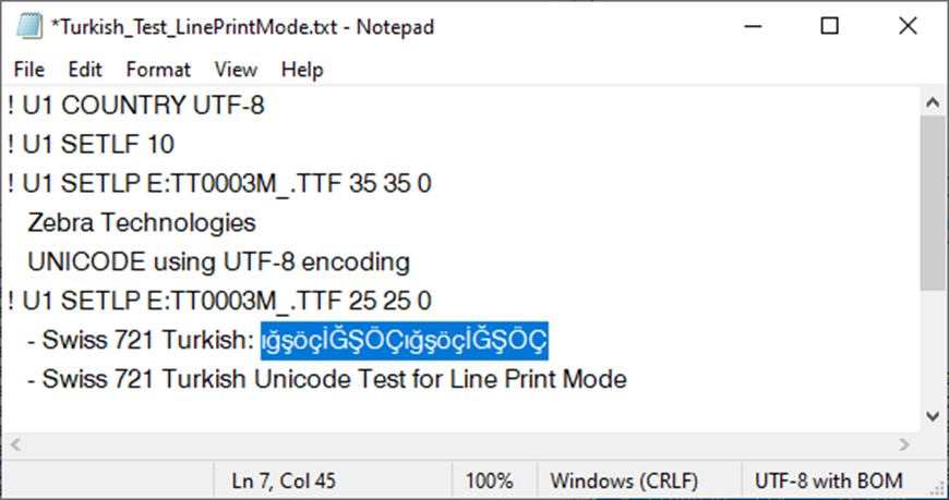 Printing Turkish Characters Using Zebra Unicode in Line Print Mode or CPCL