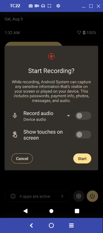 Screen Recorder on Android 13