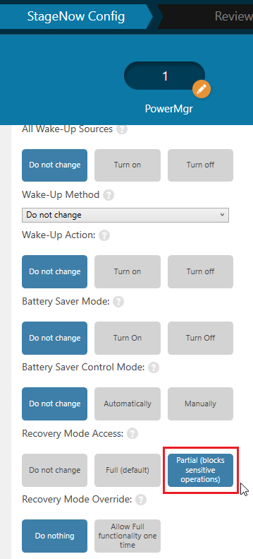 Block Sensitive Operations In Recovery Mode Via StageNow