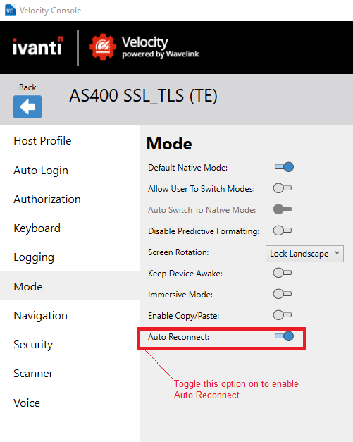 Velocity Auto Reconnect