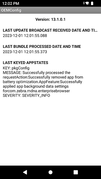 Zebra OEMConfig Powered by MX Version Prior to 13.1.0.1: Battery Optimization Does Not Take Effect
