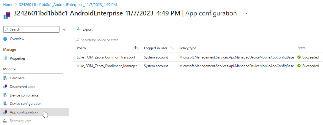 Microsoft Intune を使用した Android 13 への移行