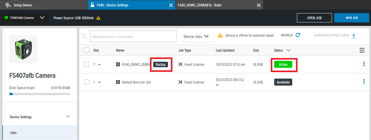 Change the Default Job with Zebra Aurora Focus™ on FS10, FS20, FS40 and FS70 Fixed Industrial ...