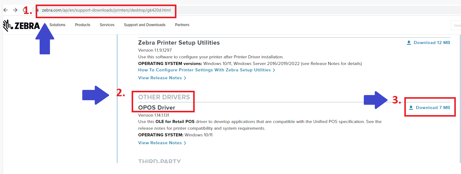 Instale el controlador OPOS desde el sitio web de soporte de Zebra para ...