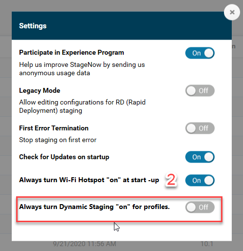 Enabling Dynamic Staging in StageNow