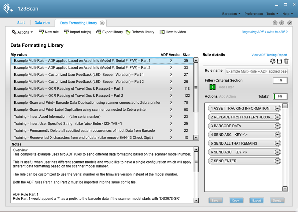 Training Advanced Data Formatting (ADF) rules in 123Scan