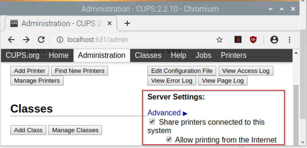 Printing from Windows 10 to a shared CUPS printer