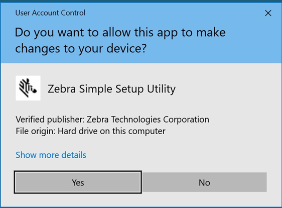 Error in Zebra Setup Utilities
