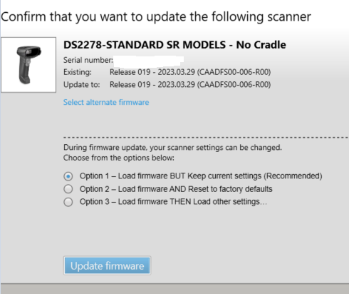 Updating Zebra Scanner Firmware Using the 123Scan Utility Paired over Bluetooth