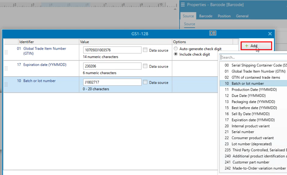 ZebraDesigner 3: GS1 Barcode Creation