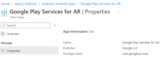 Android デバイスで AR 用の Google Play 開発者サービスを有効にする
