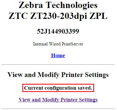 Using the ZebraNet Print Server Web Page to Configure a Permanent IP ...