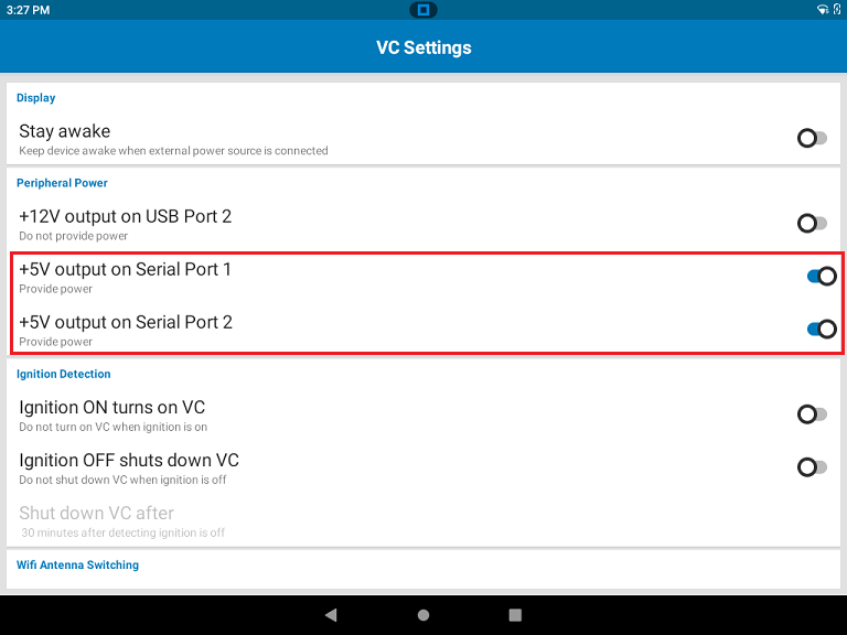 Enable Serial Port Power Via MDM/EMM OEMConfig 13.1.0.1 and Up