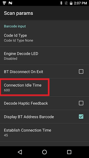 Configure Bluetooth Scanner Connection Idle Timeout on Android