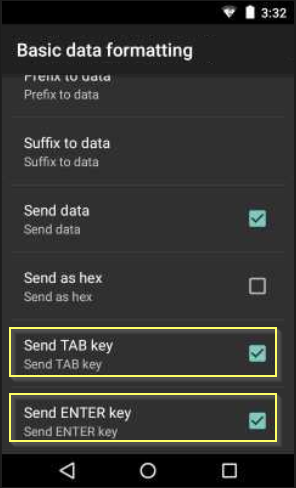 DataWedge: Append Send Enter or Tab Key after Scanning
