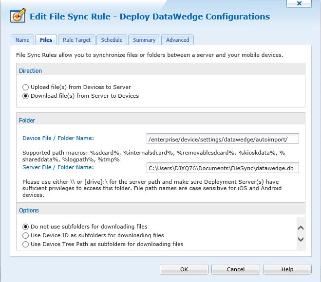 Deploy DataWedge for Android Configuration Using SOTI MobiControl