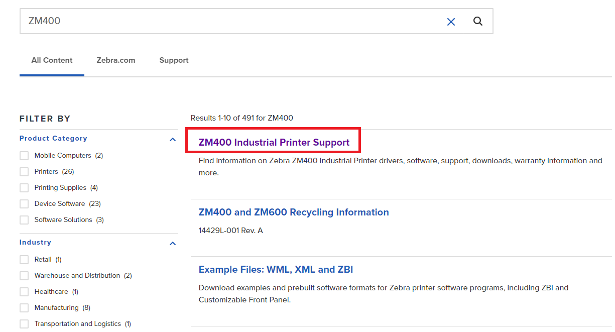 Searching for Zebra Products End of Service And Support Dates