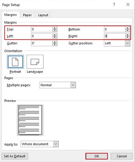 Printing from MS Word