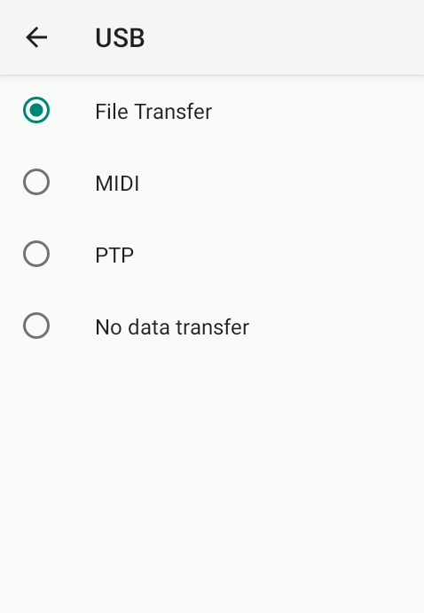 Android: Configure Persistent MTP File Transfer Mode
