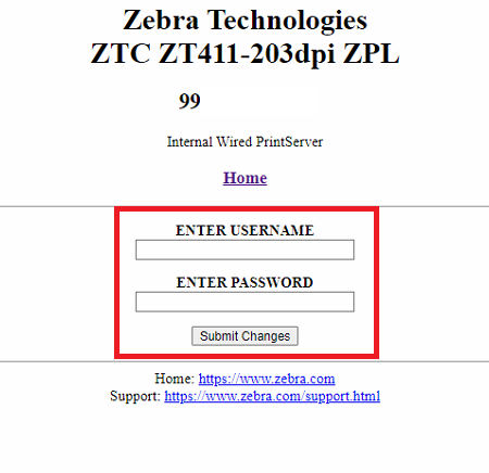 Set Zebra Printer's Web GUI Credentials