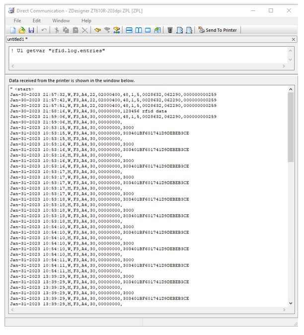 Enable and retrieve RFID data log using Zebra Setup Utilities