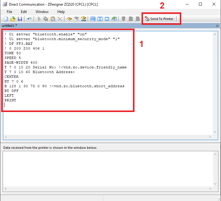Print the Printer's Bluetooth MAC Address by Using FF3.BAT (Pressing ...