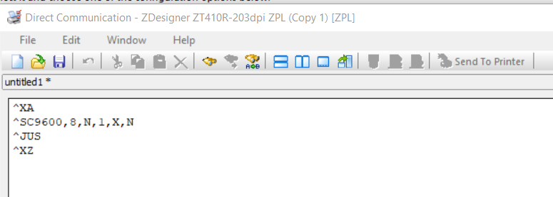 Set Baud Rate by ZPL Command